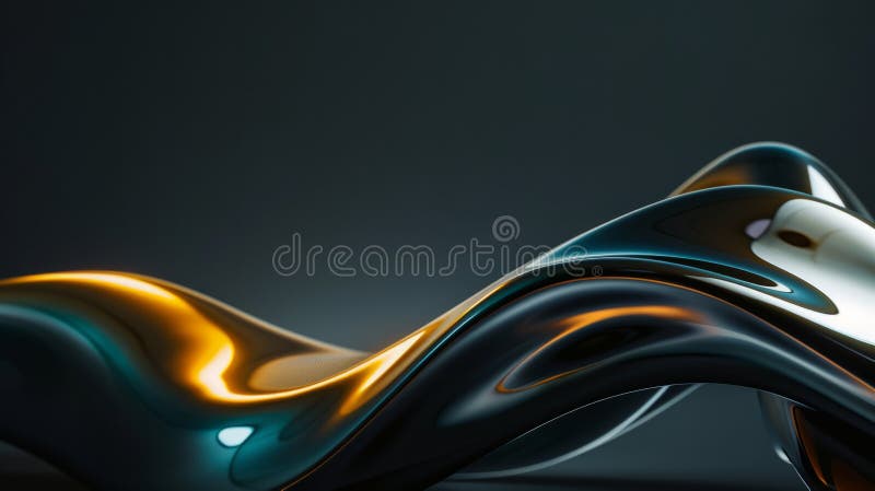 Abstract 3D Illustration Featuring Smooth, Undulating Metallic Waves ...