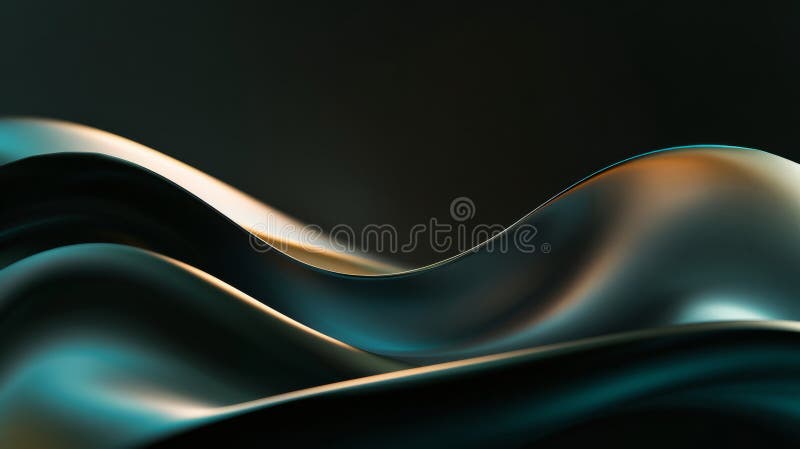 Abstract 3D Illustration Featuring Smooth, Undulating Metallic Waves ...