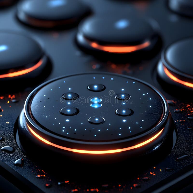 Abstract 3D Illustration of Futuristic Control Panel with Illuminated ...