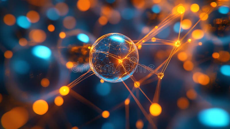 Abstract 3D Illustration of a Glowing Network Sphere Stock Illustration ...