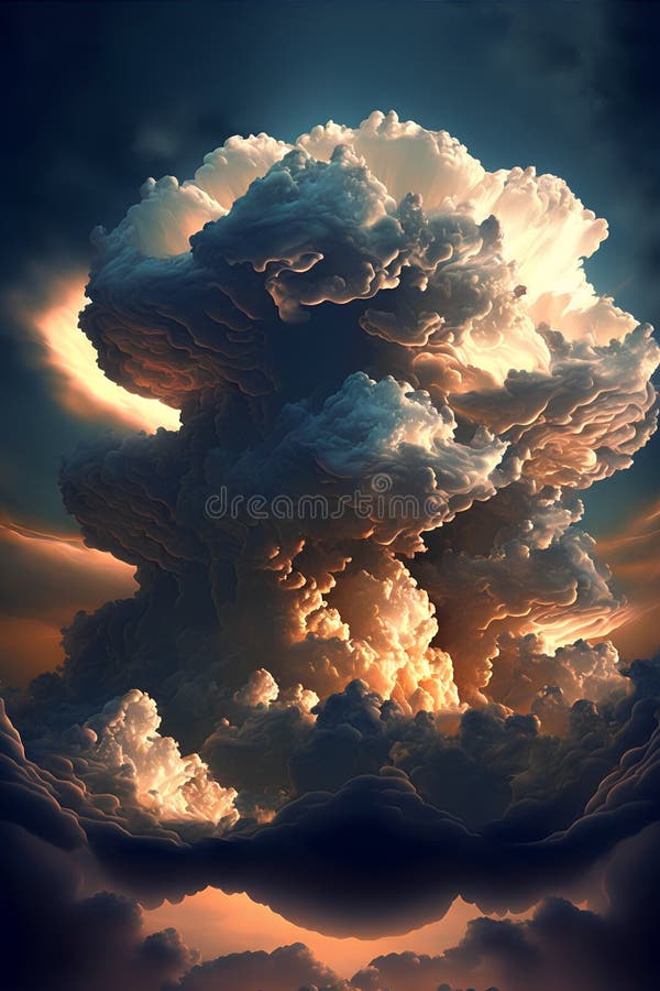 Abstract 3d Illustration of a Huge Cloud with Light and Dark Clouds ...