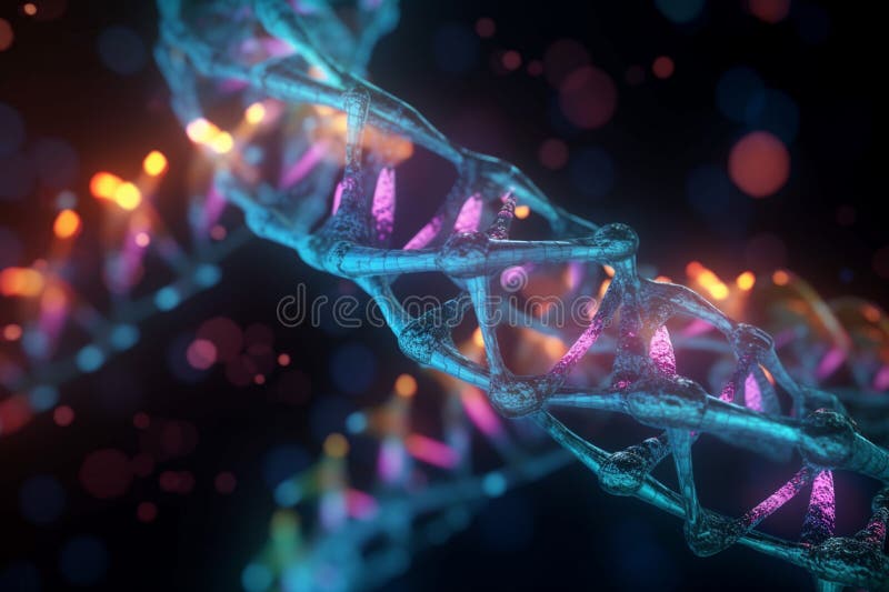 Abstract 3D Illustration of Protein Biosynthesis Process in Microscopic ...