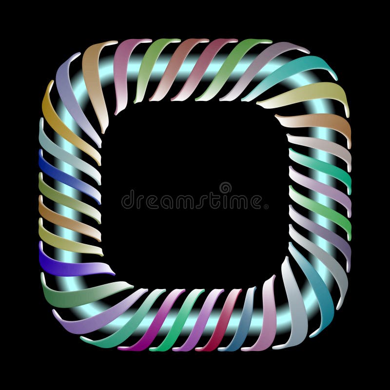 Abstract 3D Illustration of a Rectangle Made of Multi-colored Lines ...