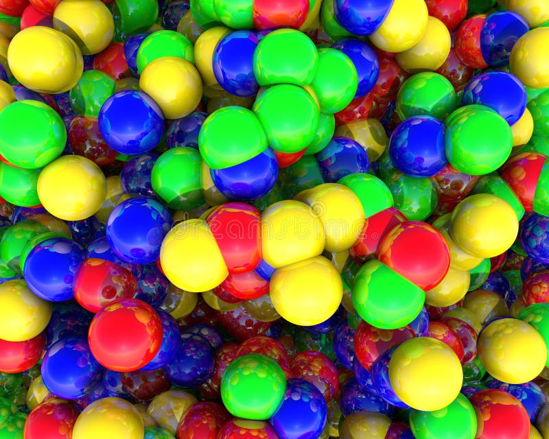 Abstract 3D Illustration of Rendered Colored Geometric Balls in the ...