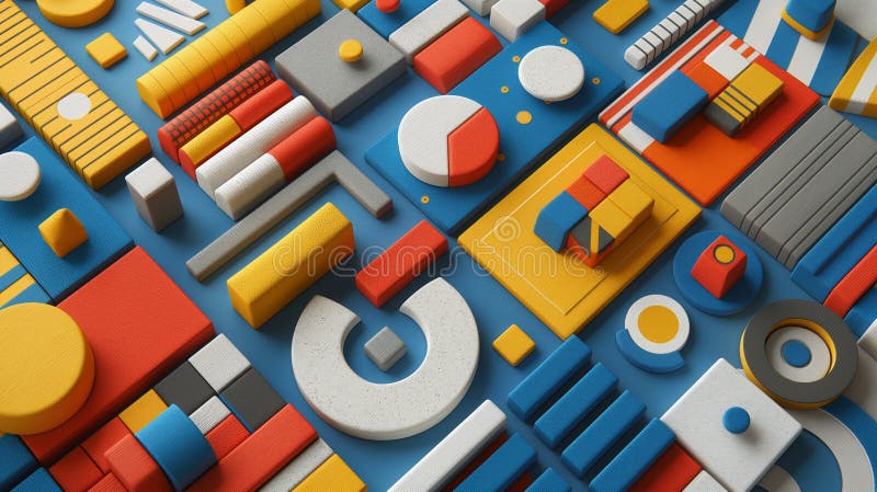 Abstract 3D Illustration of Colorful Geometric Blocks Forming a ...