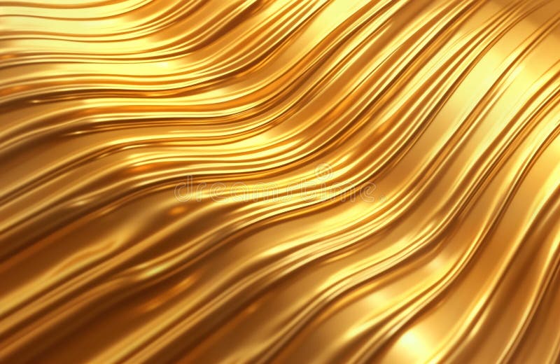 Abstract 3D Illustration Shows Wavy Gold Surface. Luxurious Gold ...