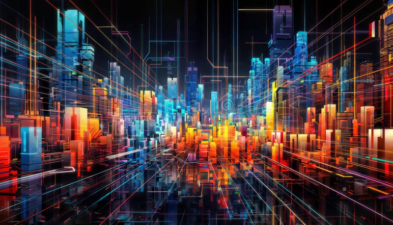 Abstract 3d Illustration of Technology Background with High Tech ...