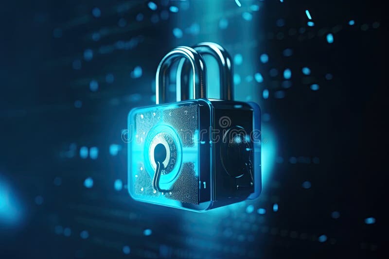 Abstract Technology Cyber Security 3D Illustration Stock Illustration ...