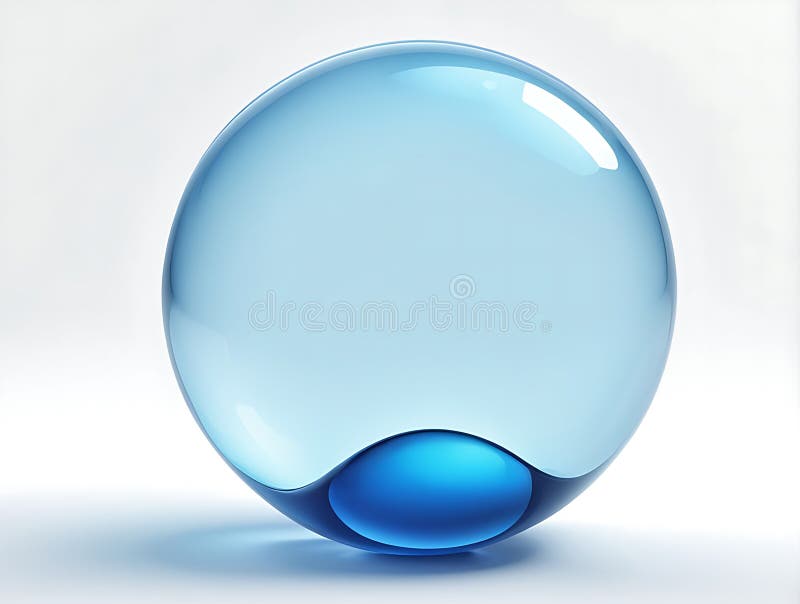 Abstract 3D Illustration of a Transparent Bubble of Blue Color on a ...