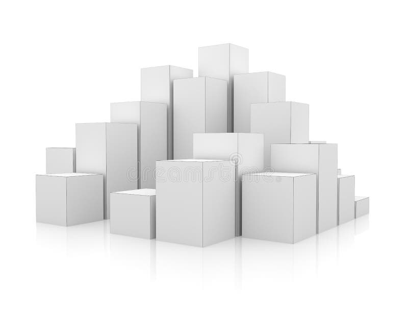 Abstract 3d Illustration of White Boxes Stock Illustration ...