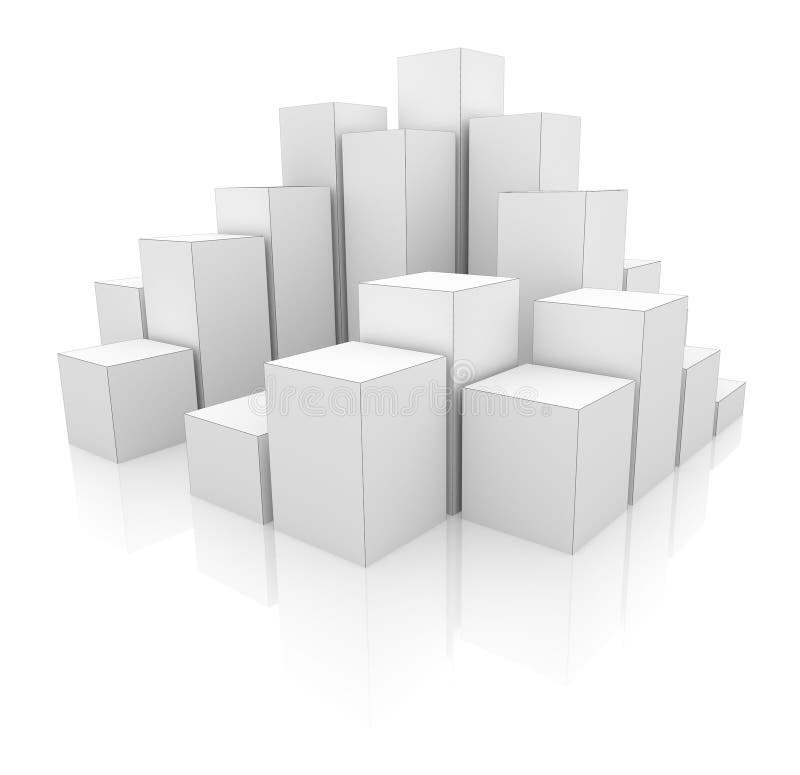Abstract 3d Illustration of White Boxes Stock Illustration ...