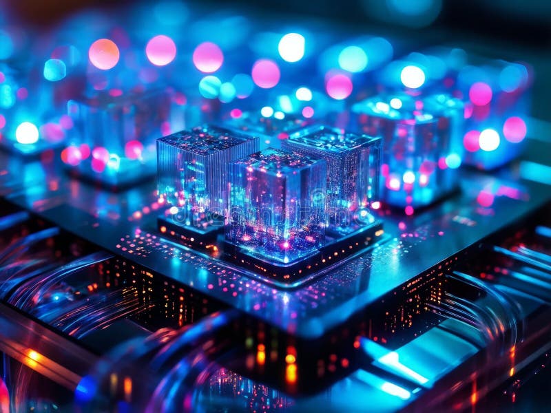 Abstract 3D Image of Computer Motherboard Stock Illustration ...