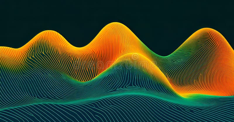 Abstract 3D Imagery with a Tech-big Data Theme, Showcasing Waves, Dots ...