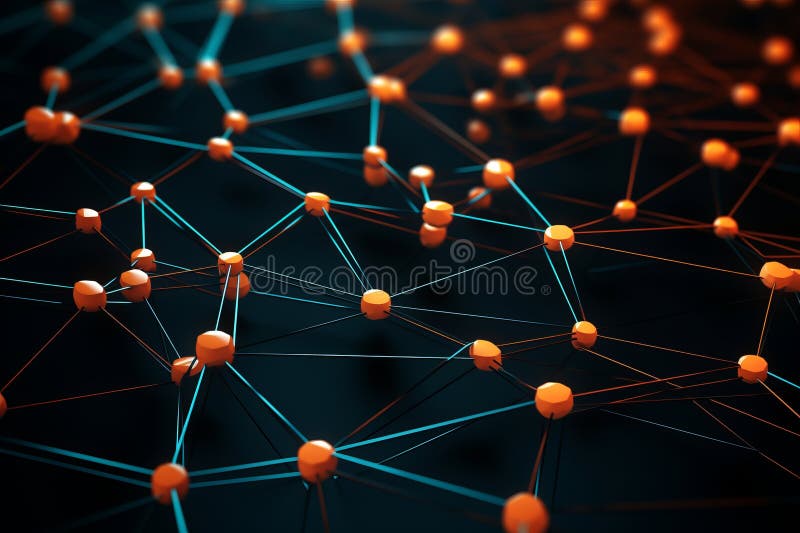 Abstract 3D Interconnected Node System Stock Illustration ...