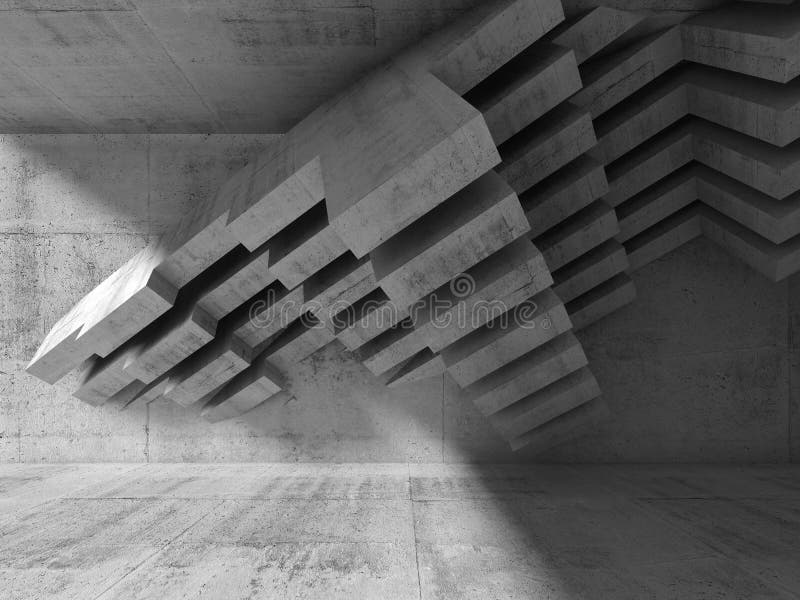 Abstract 3d Interior Design. Concrete Installation Stock Illustration ...