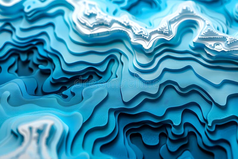 Abstract 3D Layered Blue Topography Art Stock Illustration ...