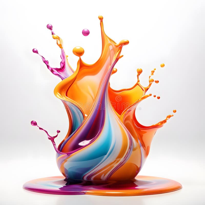 Abstract 3d Liquid Splash with a White Background Stock Illustration ...