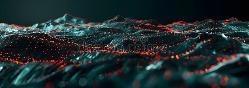Abstract 3D Low Poly Wireframe Network on Dark Background - AI ...