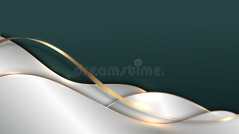 Abstract 3D Luxury Golden Wave Form Ribbon Lines Elements with Glowing ...