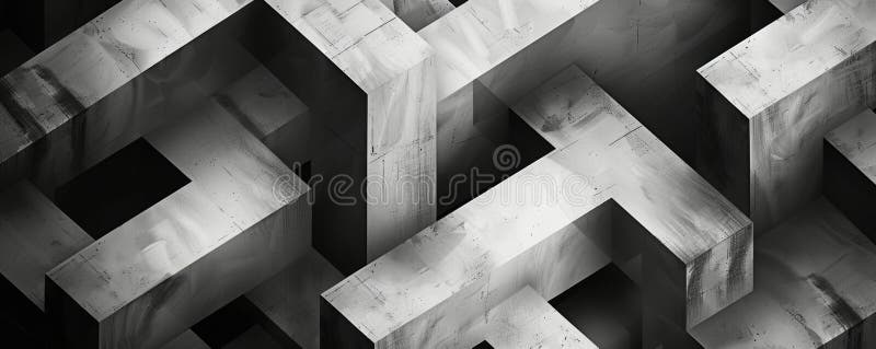 Abstract 3d Maze in Grayscale, Geometric Pattern. Modern Architecture ...