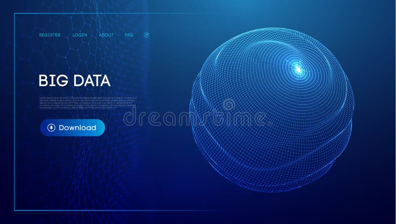 Abstract 3d Mesh Sphere Tech Vector. Cloud Technology Science ...