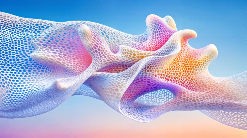 Abstract 3D Mesh Structure with Colorful Gradient in Blue Sky ...