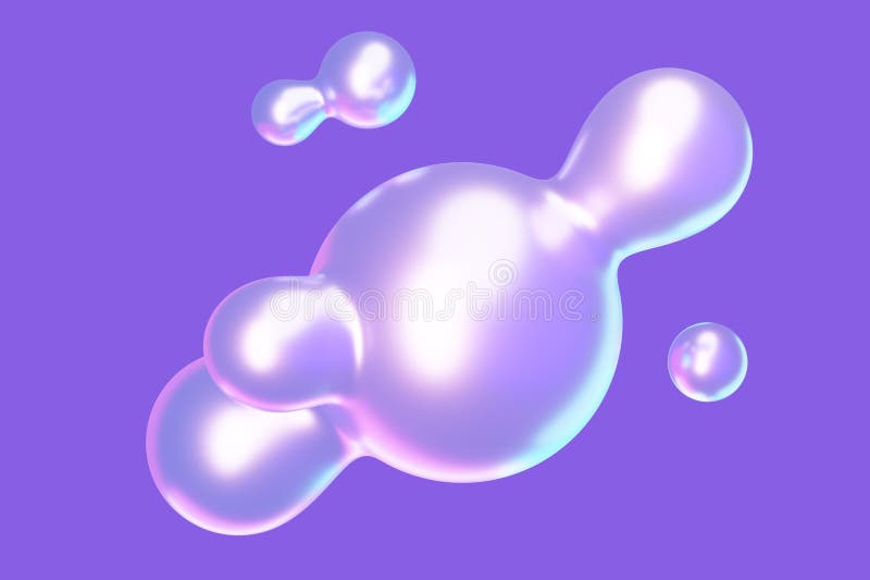 Abstract 3d Metaball Liquid Shape with Iridescent Holographic Effect ...