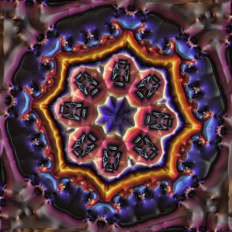 3d Metallic Surface Octagonal Fractal Pattern Stock Illustration ...