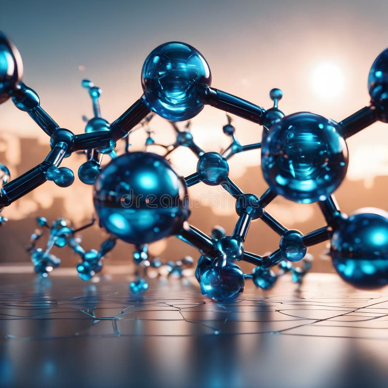 Abstract 3D Microscopic Image of Atoms with Electrons, Neutrons, and ...