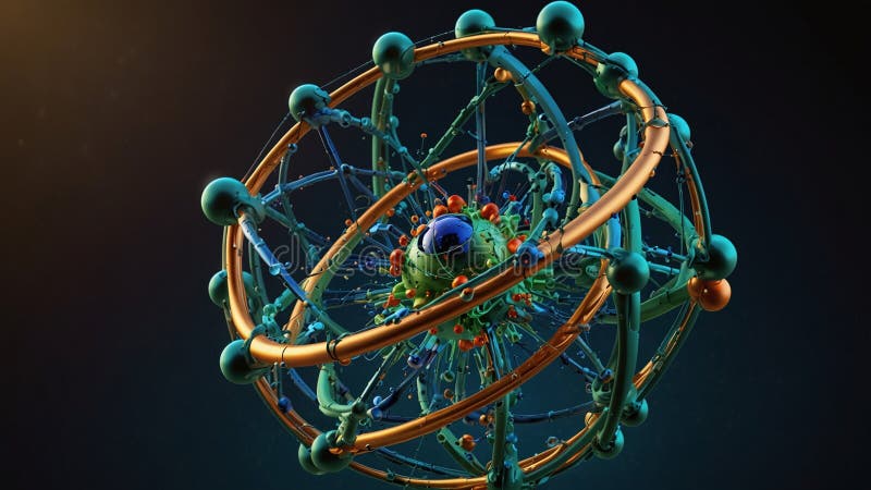 Abstract 3D Model of Complex Molecular Structure with Spheres and Rings ...