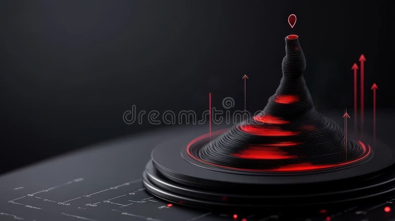 Abstract 3D Model with Data Visualization on Dark Background Stock ...