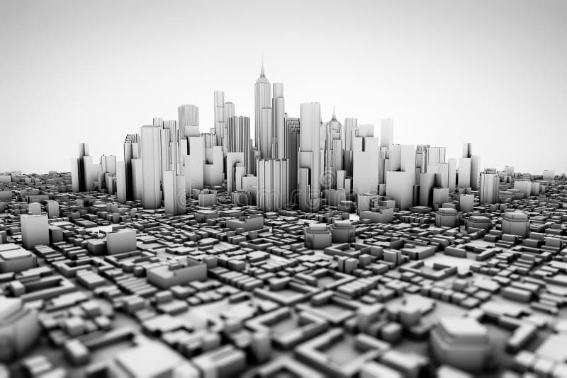 Abstract 3d Model of a Large City Stock Illustration - Illustration of ...