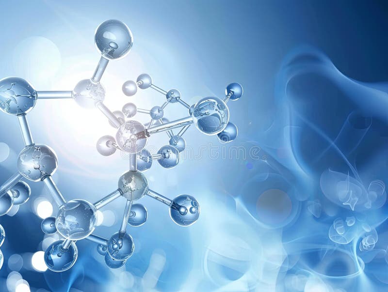 Abstract 3D Model of Molecule with Blue Light Bokeh and Smoke Stock ...