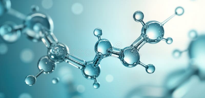 Abstract 3D Model of Molecule. Transparent Spheres Connected by Clear ...