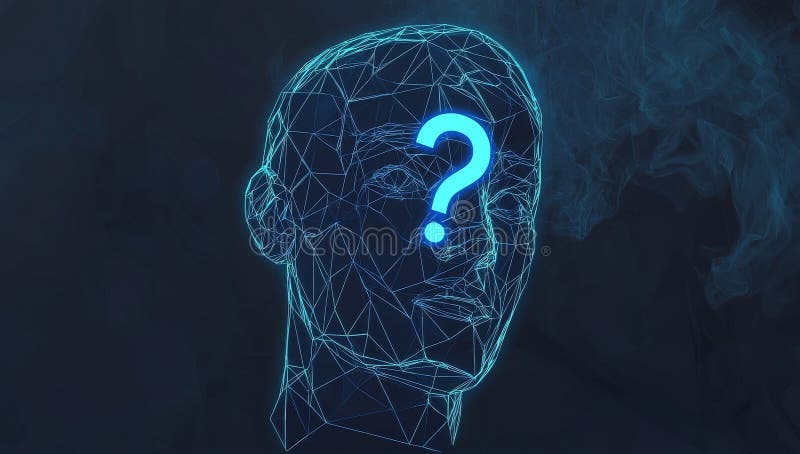 An Abstract 3D Modern Depiction of a Question Mark in a Human Head Icon ...