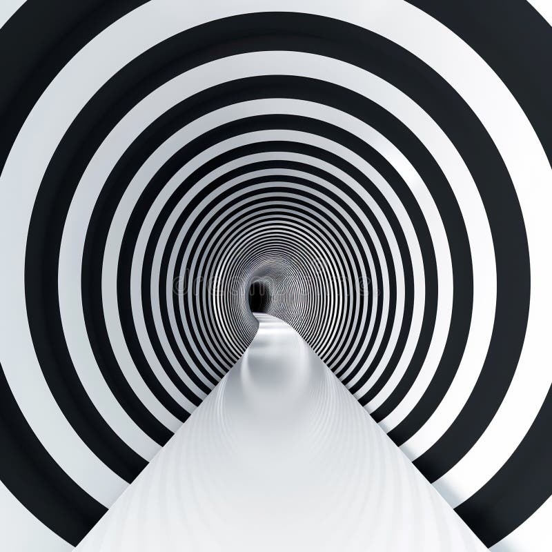 Abstract 3d Modern Tunnel with Black and White Stripes. Generative AI ...