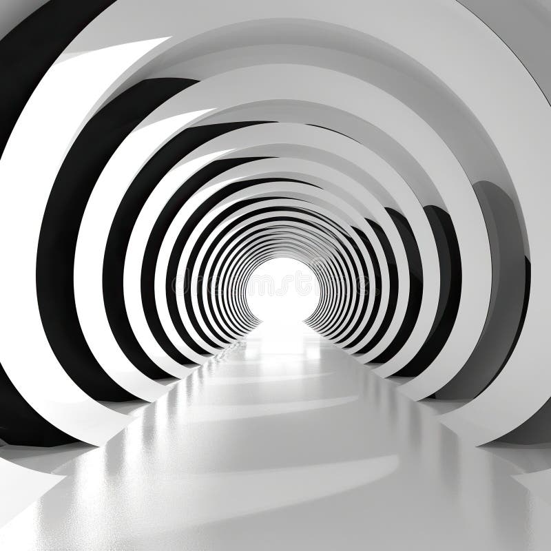 Abstract 3d Modern Tunnel with Black and White Stripes. Generative AI ...