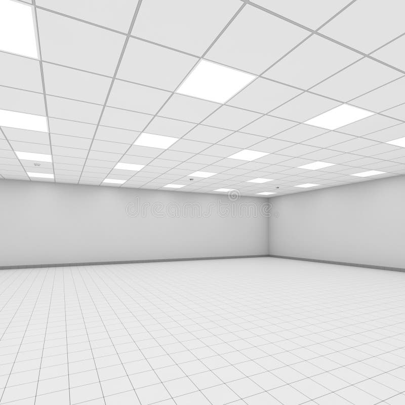 Abstract 3d Modern White Office Interior Background Stock Illustration ...