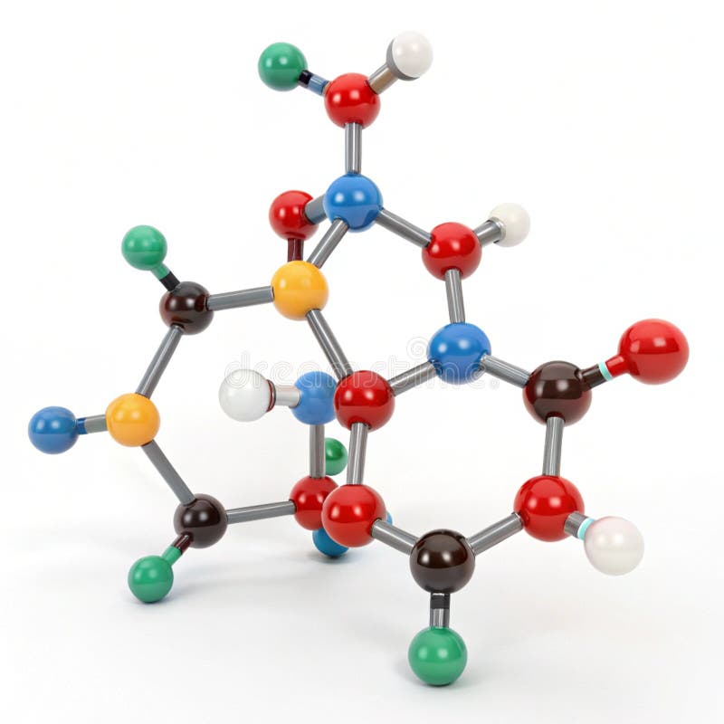 Abstract 3D Molecular Structure Isolated on White Background Stock ...