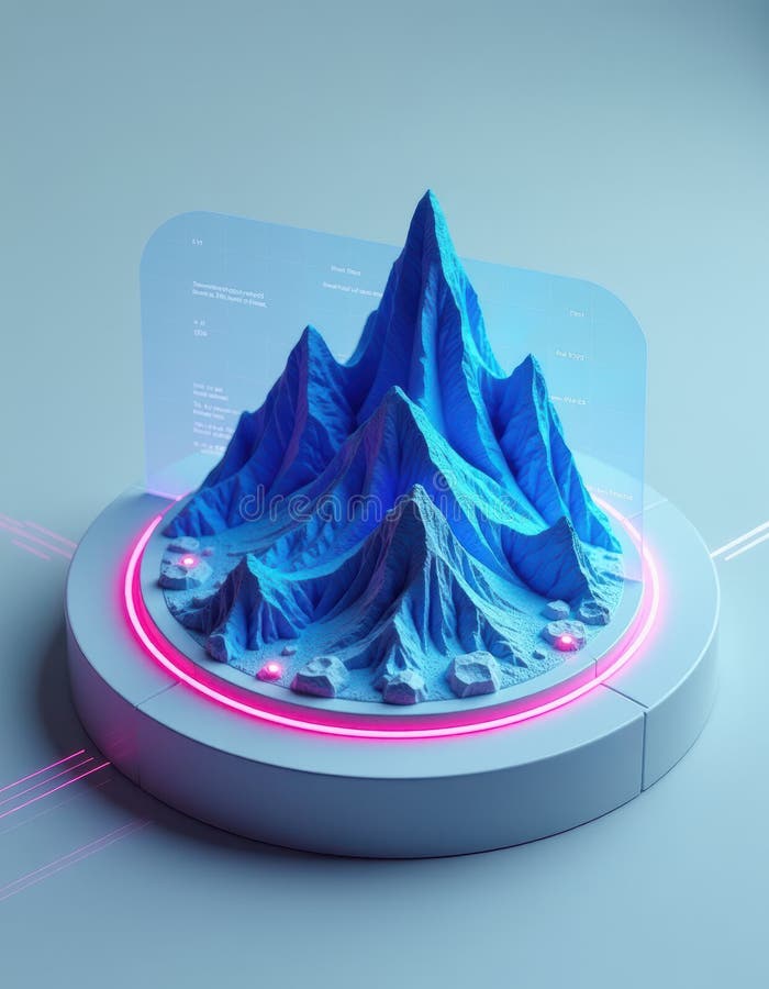 Abstract 3D Mountain Range Data Visualization Stock Illustration ...