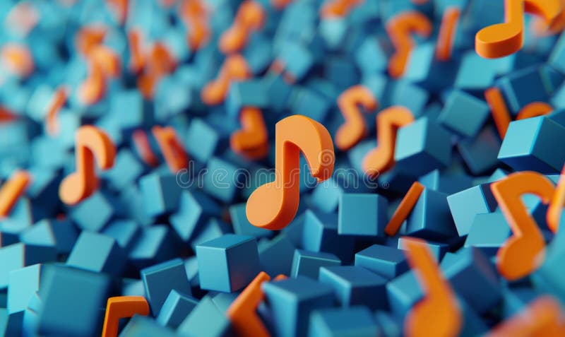Abstract 3d Music Note Design with Orange and Blue Cubes - Modern ...