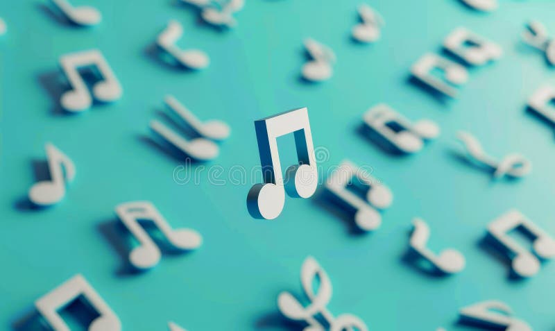 Abstract 3d Music Note Design Pattern on Turquoise Background - Modern ...