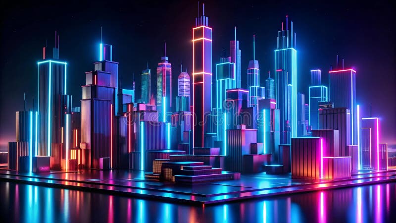 Abstract 3D Neon Cityscape: an Immersive Visual Experience Generative ...