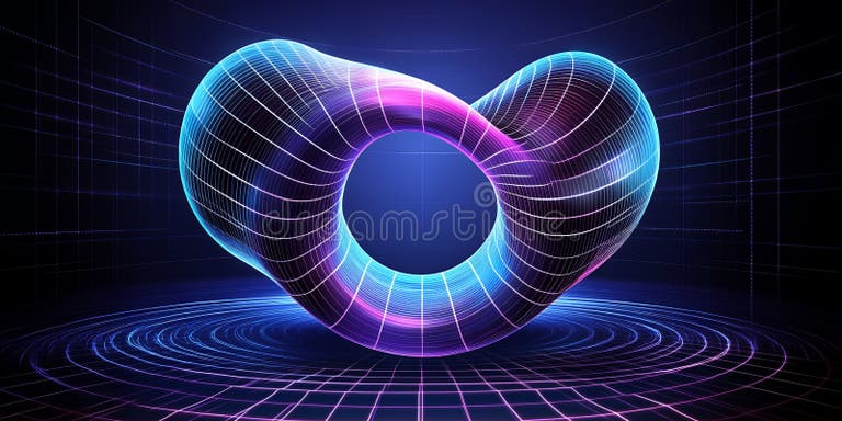 Abstract 3D Neon Glowing Torus Shape Digital Art Background Stock Photo - Image of network ...