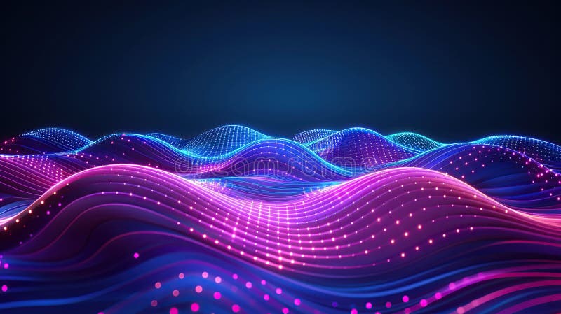 Abstract 3D Neon Landscape stock illustration. Illustration of purple ...