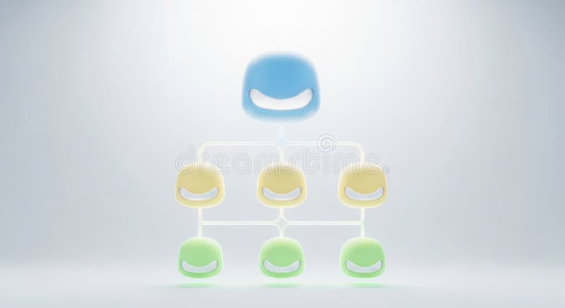 Abstract 3d Network Hierarchy with Glowing Nodes and Connections White ...