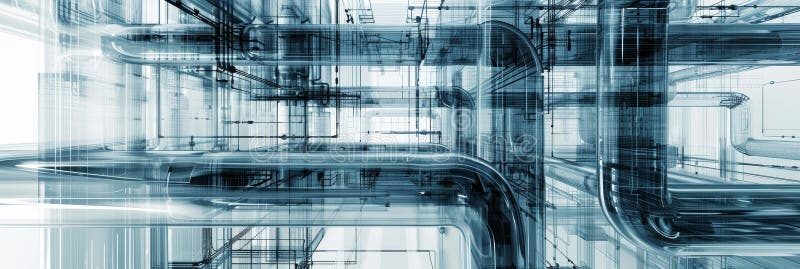 Abstract 3D Network of Pipes Abstract 3D of a Network of Pipes the ...