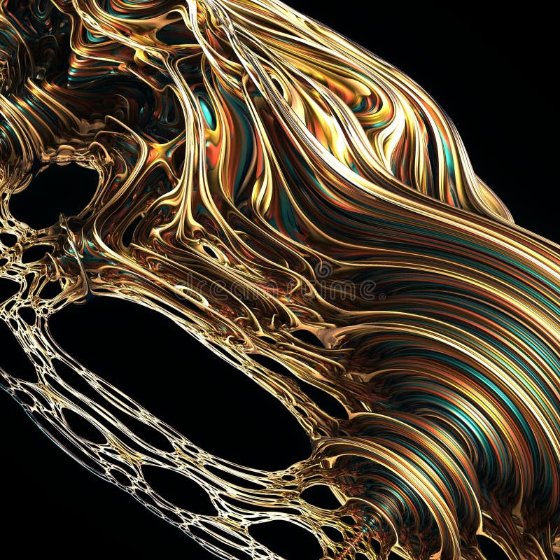 Abstract 3d Object with Multilayer Structure.Sunny Yellow, Light Cyan ...