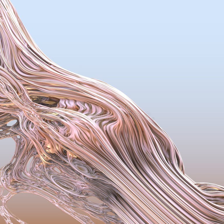 Abstract 3d Object with Multilayer Structure, Wavy Pattern. Pink and ...