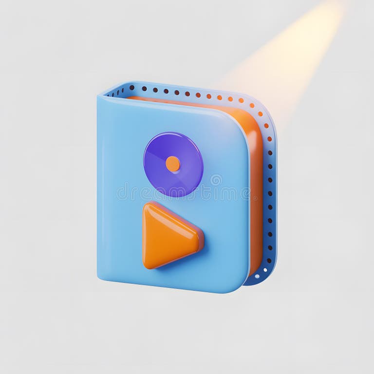 Abstract 3d Object with Play Button and Spotlight Stock Illustration ...